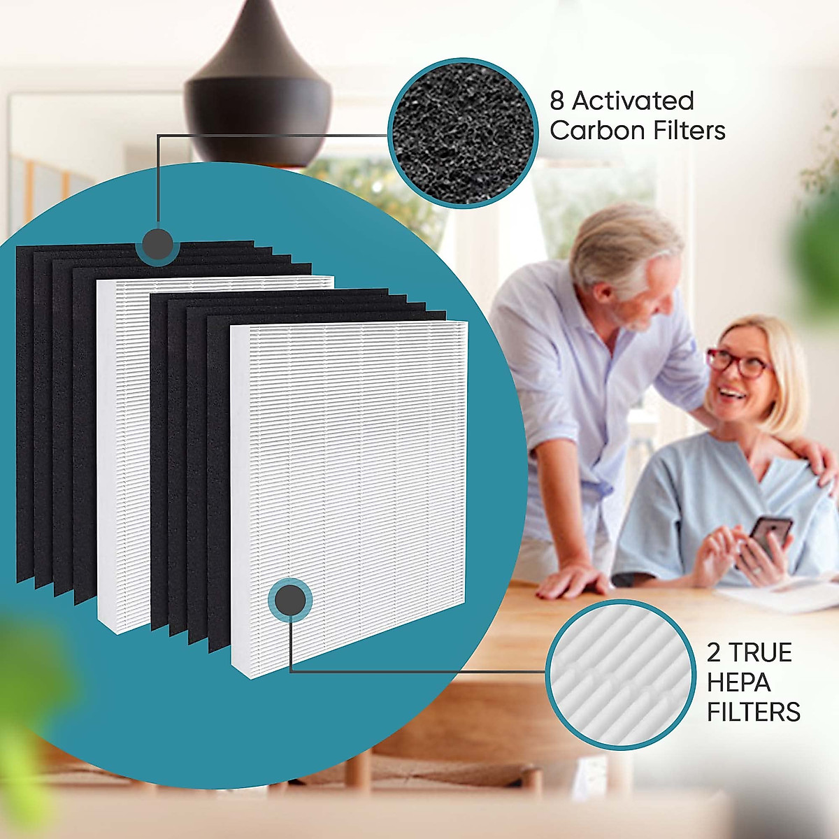 C545 Filter S Replacement Compatible with Winix C545 Replacement Filter, Pack of 2 True HEPA Filter + 8 Activated Carbon Filters. Replaces Winix C545 Filter, Winix Filter S (1712-0096-00)