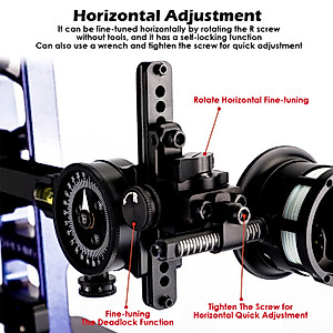 Rehomy Archery Sight for Compound Bow 2 Aim Point on 1 Pin Bow Sight Aluminum Alloy Archery Accessories