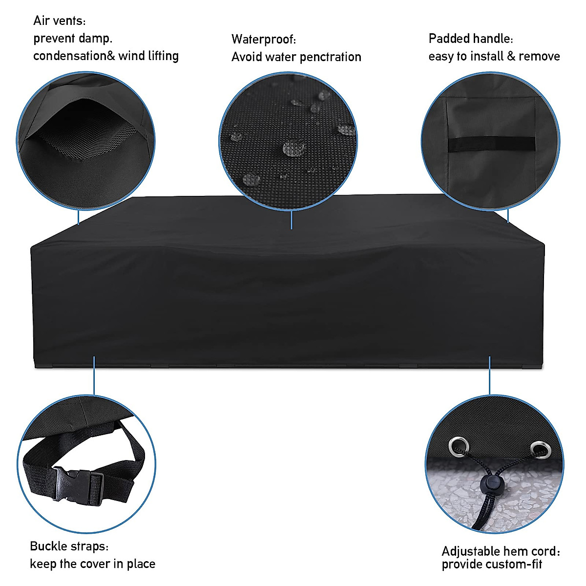 AKEfit Patio Furniture Cover,420D Heavy Duty Outdoor Sectional Sofa Set Cover, Waterproof Sunproof Wind Resistant Table Chair Set Cover Fits up to D126 x W126 x H28