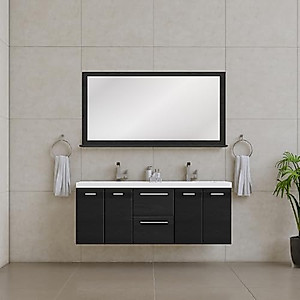 Alya Bath Ripley 60" Double Wall Mounted Bathroom Vanity in Black