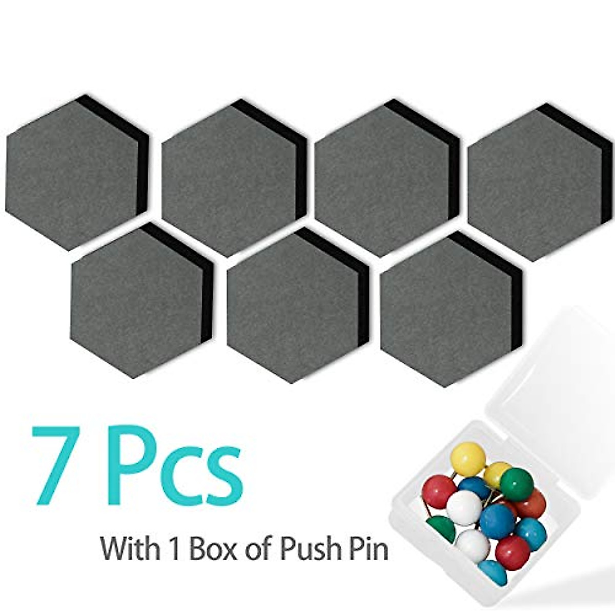 Soyizom Felt Pin Board Self Adhesive Board for Photos | Notice | Memos | Display,Thickened Bexagonal Bulletin Board Decorative Pin Board Pads for Offices School Wall Decor(7 Pcs/Set,Cement-Grey）