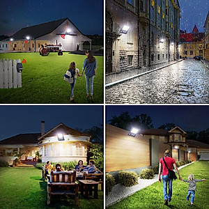 intelamp Solar Flood Lights Outdoor Motion Sensor,12000mAh 2000LM Solar Powered Motion Sensor Flood Light with Remote， Dusk to Dawn Solar Lights for Outside with 16.4Ft Cable IP65 Waterproof