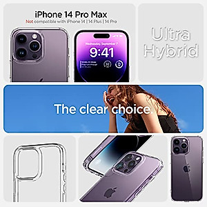 Spigen Ultra Hybrid iPhone 14 Pro Max Case, Anti-Yellowing, Military Grade Drop Protection - Crystal Clear