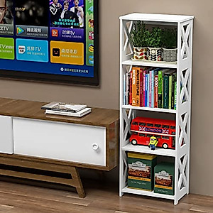 Rerii Bookcase, 5 Tier Small Bookshelf Kids Open Shelves, Standing Book Storage Case Shelf Display Rack Table for Bathroom Living Room Bedroom Office, White