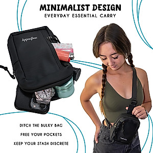 nugbuddy Smell Proof Bag, Crossbody Stash Container, Discreet Herb Storage Accessory, Carbon Lined Mini Sling Bag, Small Travel Pouch, Minimalist Essentials, Black Backpack