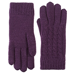 Be Your Own Style BYOS Women’s Winter Classic Cable Warm Plush Fleece Lined Knit Gloves