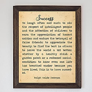 "Success-To Laugh Often and Much"-Ralph Waldo Emerson Poem Page Print- 8 x 10" Poetic Wall Art. Distressed Parchment Print-Ready To Frame. Home-Office-Study-School Decor. Great Gift for Poetry Fans!