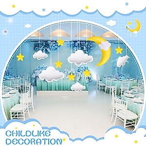 16 Pcs 3D Cloud Hanging for Ceiling Decorations Star Moon Decorations Felt Fake Cloud Party Ornaments Star Moon Props for Nursery Children Room Baby Room Art Wedding