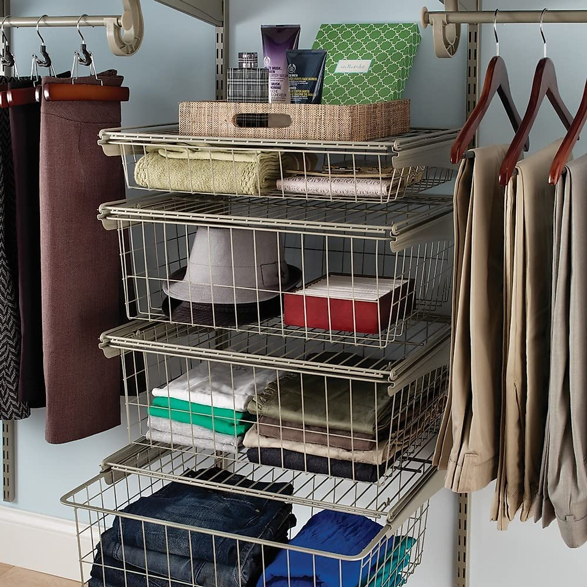 ClosetMaid ShelfTrack Hardware Kit for Add-On Drawer, Drawer Frame Hardware, Nickel Finish