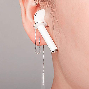 Guran Cat Earrings Anti-Lost Earphone Strap Compatible for Airpods 1 2 3 Pro (Cat_Silver)