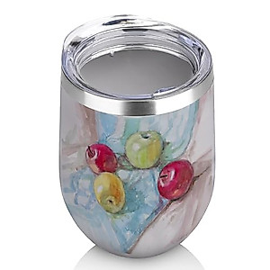 silichee 20 Oz Stainless Steel Insulated Tumblers with Lid Watercolor Still Life Fresh Apples on Insulated Tumblers Vacuum Coffee Mugs for Hot and Cold Drinks,Coffee,Wine