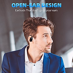 DACOM Wireless Earphones, TWS Open Ear Headphones Wireless Bluetooth 5.3 with Flexible Earhooks, Touch Control Over Ear Earbuds IPX5 Waterproof Headsets with Mic for Running Workout Sport (Black)