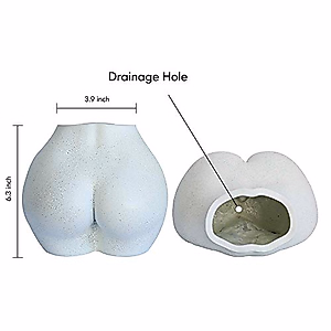 FROZZUR Body Plant Pot Butt Vase, Female Body Flower Pots with Drainage Holes, Resin Flower Planter Modern, Modern Design Boho Form Pieces, Artificial Faux Potted Flower for Home Decor Indoor Outdoor