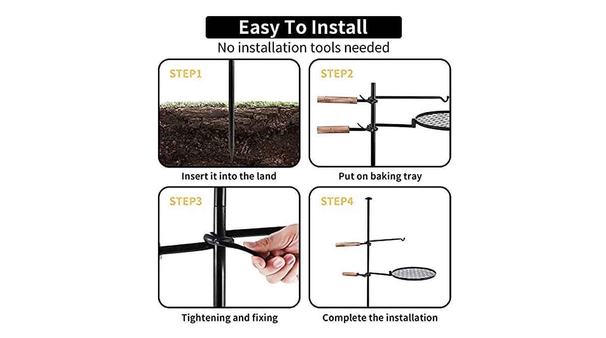 Swivel Campfire Grill Grate, Adjustable Fire Pit Grill, Camping Grill ...
