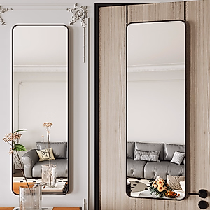 Protylctaster Door Mirror Full Length,Over The Door Mirror,48"x14" Full Length Mirror,Door Mirror, Mirror full length door hanging(Black)