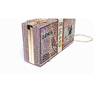 Beilaidisi Womens Evening Bags Dollar Money Clutch Purse Rhinestone Glitter Crossbody Shoulder Bag Large