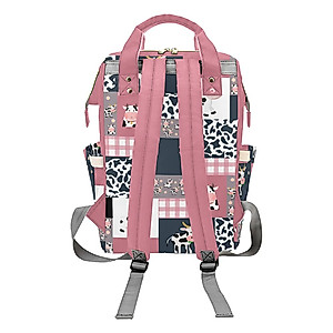 Yeshop Cute Cow Print Personalized Diaper Bag Backpack Tote with Name,Custom Travel Nappy Mommy for Baby Girl Boy Gift, 10.83 * 6.69* 15