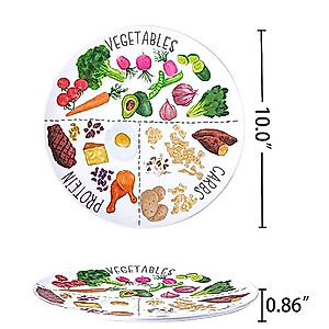 Viynran 10" Portion Control Plate for Balanced Eating - Healthy Nutrition Plate for Adults and Teens - Melamine Dividers, Weight Loss, Diabetes Plate (1 Pack)