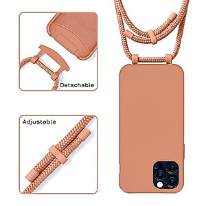 HoldingIT Crossbody Phone Case with Detachable Lanyard Compatible with iPhone 12 Pro Max, 2-in-1 Hands Free iPhone Cover with Drop Protection, Adjustable Rope Peach
