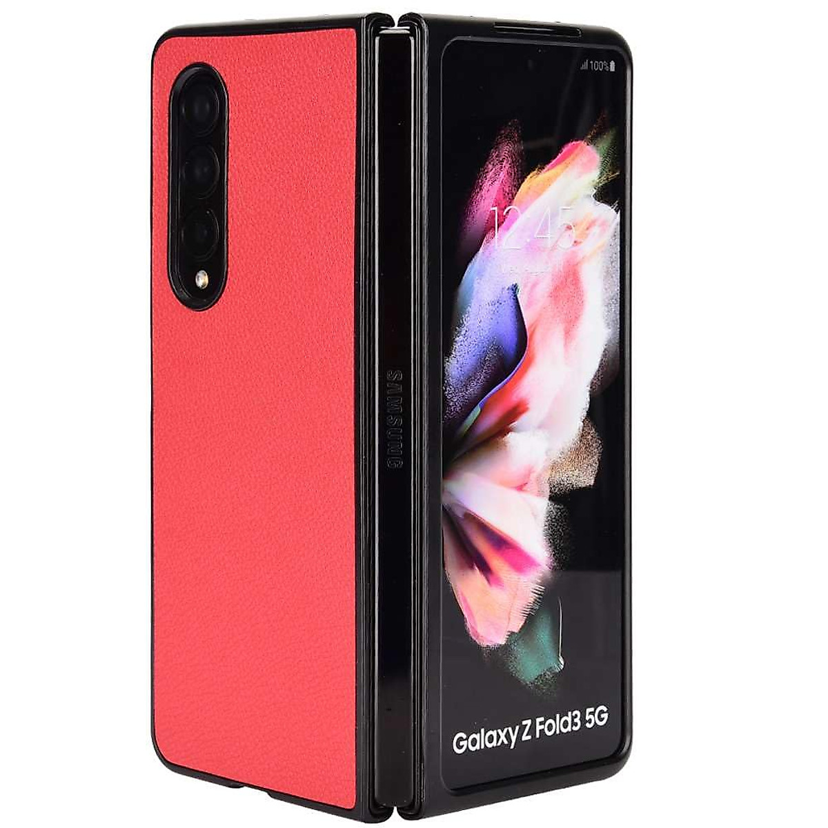 Case Compatible with Samsung Galaxy Z Fold 3,Leather Flip Case with Card Slot,Wallet Design,Standable Flip Case Red