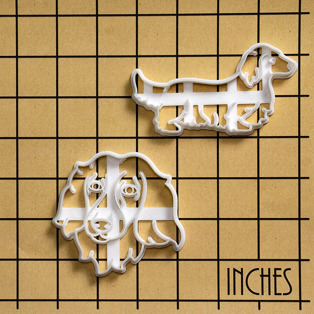 Set of 2 Long Haired Dachshund cookie cutters (Designs: Body & Face), 2 pieces - Bakerlogy