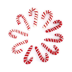 Glaciart One Felt Candy Cane Decoration (Red/White)- DIY Garland, Arts Crafts Supplies, Cute Home Decor for Christmas - Baby Mobile Ornaments - Hand-Felted Natural Wool Material - Set of 10
