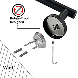 Hand Towel Holder for Bathroom, Matte Black Hand Towel Bar, SUS304 Stainless Steel Hand Towel Hanger, Wall Mounted Small Hand Towel Ring, 9 Inch Round Heavy Duty Towel Rack for Bathroom, Kitchen