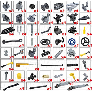 Habow 169pcs Technic-Parts Axle-Pin-Connector Compatible with Lego-Technic, Wheels Link Chain Steering Technic-Suspension Engine Technic Linear Actuator Shock Absorber MOC-Replacement-Pieces