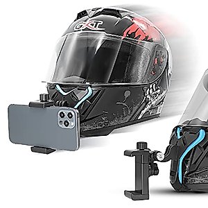 Motorcycle Helmet Chin Strap Mount with Phone Clip Compatible with iPhone12/12 Pro/12 Mini, iPhone 11/11 Pro, iPhone X/XS/XR, Samsung, LG, Pixel, Huawei, Xiaomi and More