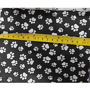 Ad Fabric, Dog Paws, Print Poly Cotton Fabric by The Yard, 60” Wide (Black)