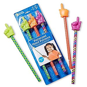 Learning Resources Patterned Hand Pointers - 3 Pieces, Ages 3+ Classroom Pointer for Kids, Reading Pointers for Kids, Homeschool and Classroom Supplies