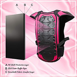 Webetop Kids Dirt Bike Gear ATV Chest Protector Motocross Mountain Bike Girls Chest Protector for Riding 4 Wheeler MTB Black/Pink M