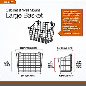 Spectrum Diversified Vintage Large Cabinet & Wall-Mounted Basket for Storage & Organization Rustic Farmhouse Decor, Sturdy Steel Wire Storage Bin, Bronze