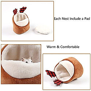 CooShou 2PCS Hamster Mini Bed, Warm Small Pets Animals House Bedding, Cozy Nest Cage Accessories, Lightweight Cotton Sofa for Dwarf Hamster