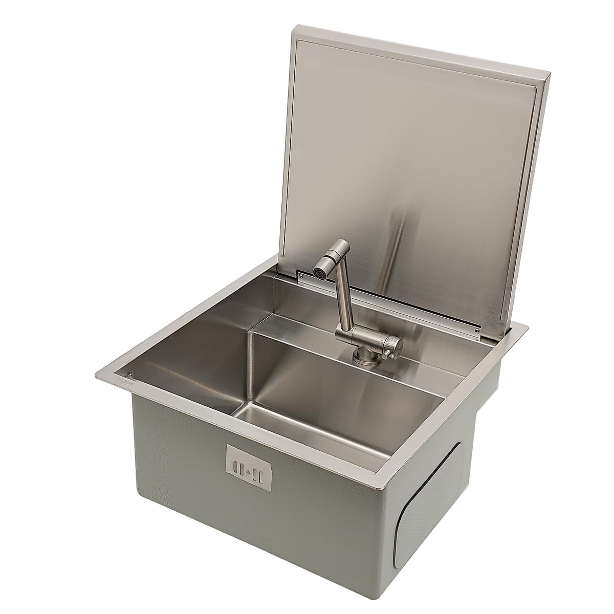 MANULOOT Drop in Kitchen Sink Utility Sink, Commercial Sink Kitchen Sinks Drop in, Hidden Single Bowl Sink, Restaurant Sinks Outdoor Sink with Cold and Hot Faucet | US Stock