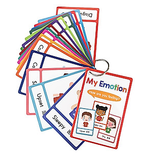 Richardy My Emotion English Words Educational Flash Cards Feelings Expressing Vocabulary Building Homeschool Kindergarten Supplies Kids Toddlers Learning Toys 17 Cards 34 Words