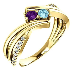 Family Mothers Ring 2 3 or 4 Birthstones Solid 10k Yellow (5)