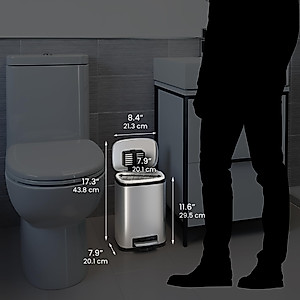 HLS Commercial 1.3 Gallon / 4.9 Liter Fire Resistant Stainless Steel Step On Pedal Trash Can with Odor Filter and Removable Inner Bucket, FM Approvals Class 6921