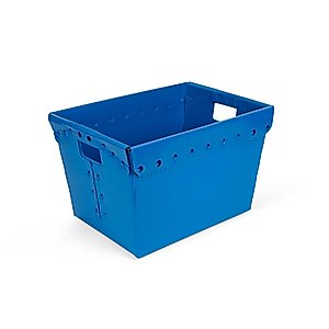 Hudson Exchange 18.25 x 13.25 x 11.75 (1 Pack) Corrugated Space Age Handled Storage Container Mail Tote, Blue