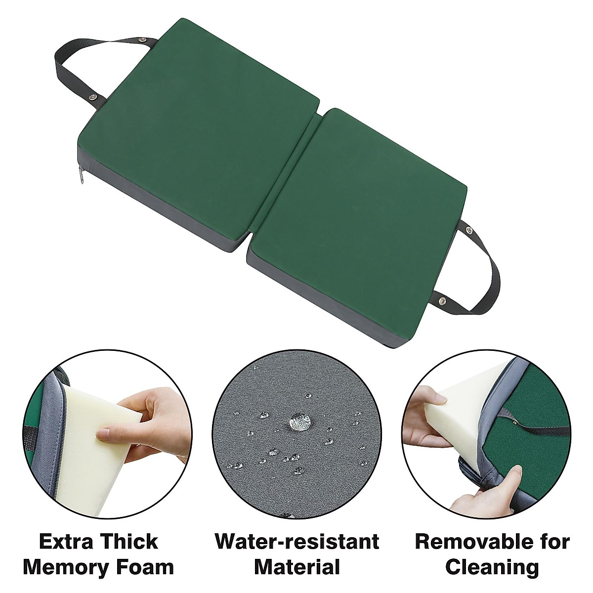 WITSTEP Garden Kneeling Pad, Extra Thick Memory Foam Kneeling Pad Foldable Outdoor Gardening Kneeler Pads with Snap Handle, Lightweight Kneeling Cushion Pads for Gardening,Work,Yoga,Bath