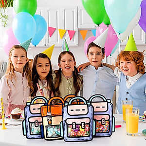 Locmeo 40 Pcs Birthday Goodie Bags Bulk Reusable Goodie Bag Back to School Gift Bags Top Handle Gift Bag Cute Backpack Goodie Bag with Handle Candy Bag for Kids Party(Purple Orange)