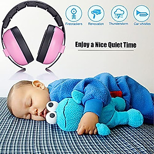 Rxsdeni Baby Noise Cancelling Headphones, Baby Ear Protection, Travel Baby Essentials, Kids Noise Reduction Hearing Protection Earmuffs for 0-3 Years Babies(Pink)