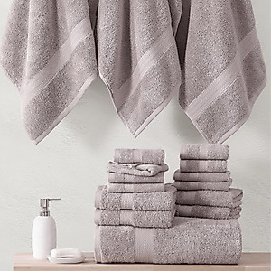 LANE LINEN Bath Towels for Bathroom Set - 100% Cotton Towels Set, 6 Pc Absorbent Towel Sets for Bathroom, Quick Dry Bath Towels Set, 2 Bath Towels for Adults, 2 Hand Towel, 2 Wash Cloths - Platinum