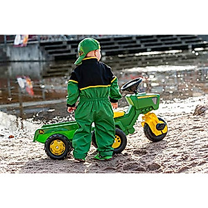 Rolly Toys John Deere 3-Wheel Trac with Trailer Ride On, Green/Yellow (52769)