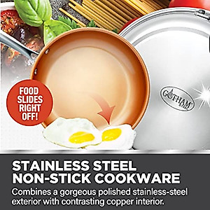 Gotham Steel 10 Piece Pro Chef Cookware Set Premium Copper Nonstick Pots and Pans– Tri-Ply Bonded, Coated with Titanium and Ceramic Surface for The Ultimate Release – Dishwasher Safe, Stainless Steel