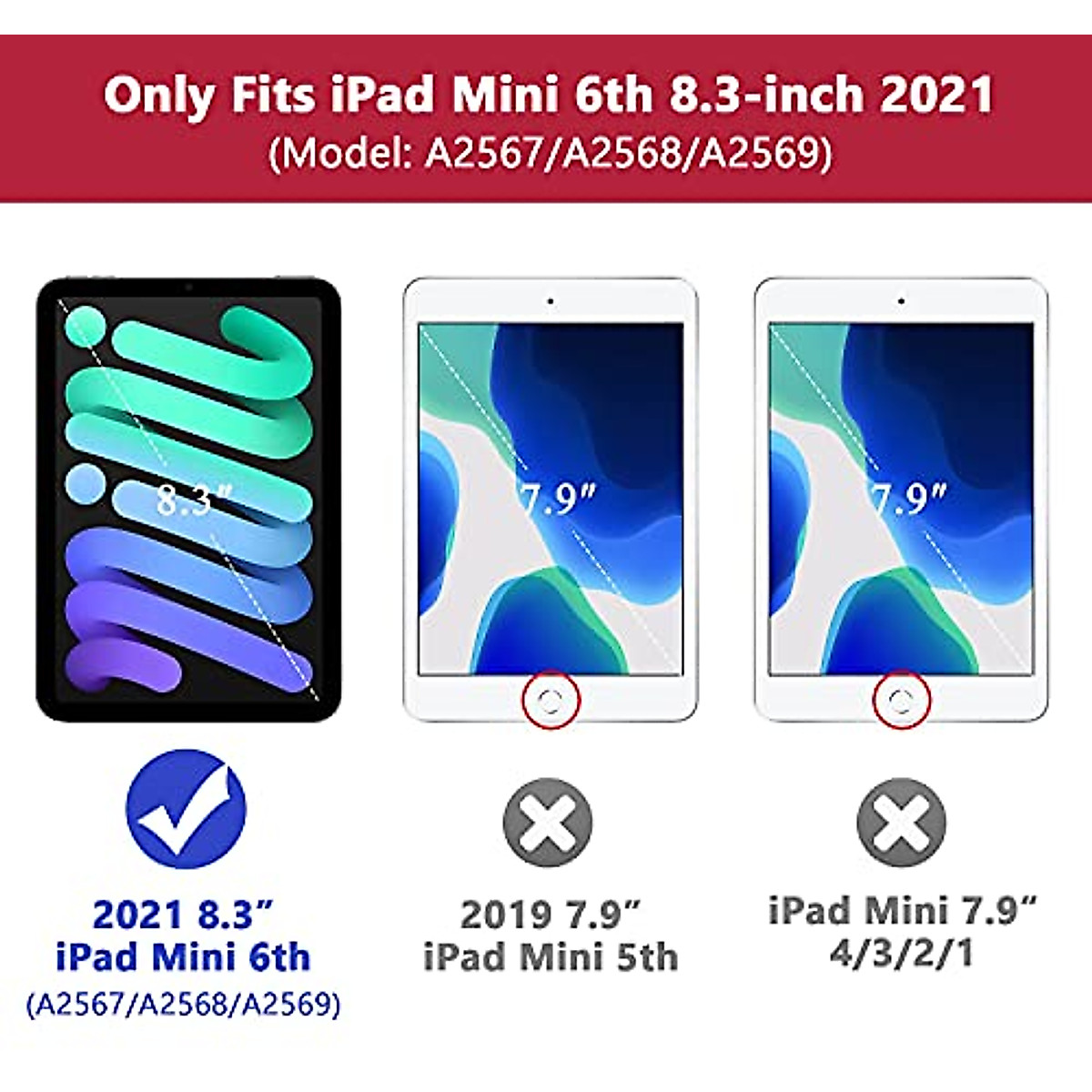 Grifobes Case for iPad Mini 6, for iPad Mini 6th Generation, Heavy Duty Shockproof Rugged Cover with Pencil Holder Stand, Protective Mini 6th Gen 8.3 inch 2021 Case for Kids Boys (Red+Blue)