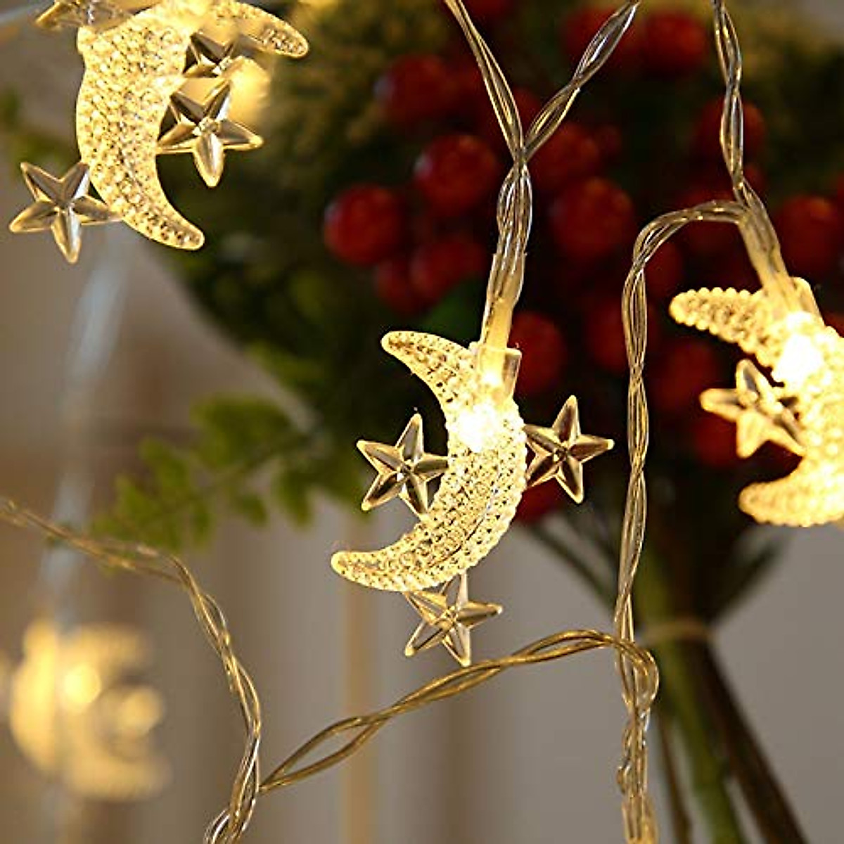 01 LED Light String, Decoration Lamp, Moon Star Pendant Resistant to Pressure and Falls for Indoor and Outdoor Home Decoration, Garden Lighting
