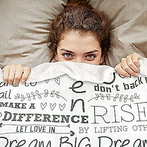 Cozy Covers - Inspirational Blanket for Women, UltraPlush Throw Blanket w Positive Message of Love, Strength & Encouragement, Gifts for Women (White)