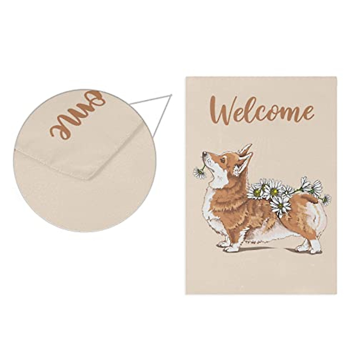 susiyo Outdoor Garden Flags 12 X 18 Prime, Yard Flag Summer, Welcome Flags Double Sided, Funny Welsh Corgi Dog With A Chamomile Flowers Polyester Decorative Flags For Outside Spring Summer Farmhouse
