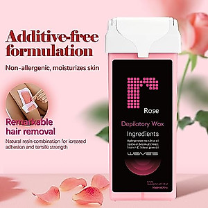 Wax Roller，Waxfans Roll on Wax, Natural Ingredients for Sensitive Skin，Wax Roller Refill 4 Pack,Roll on Wax for Hair Removal at Home (Rose)